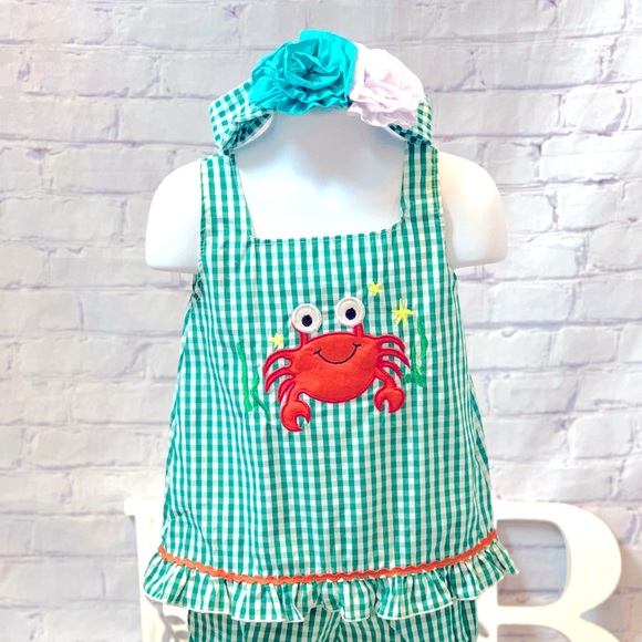 Matching Sets | Boutique Girls 3pc Embroidered Crab Outfit | Poshmark